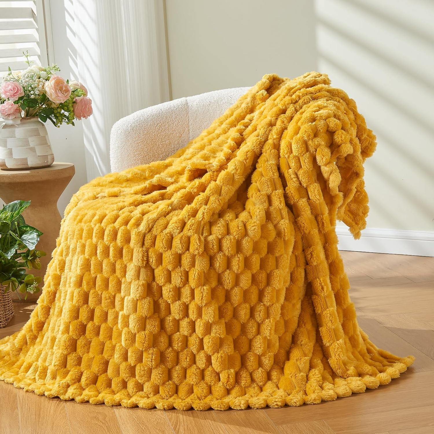 Click here for Siabc-Super Soft Throw Blanket Mustard Yellow Prem... prices