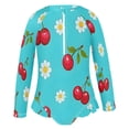 BZSMCE Swimwear Cherry Flower Pattern For Long Sleeve One-Piece ...