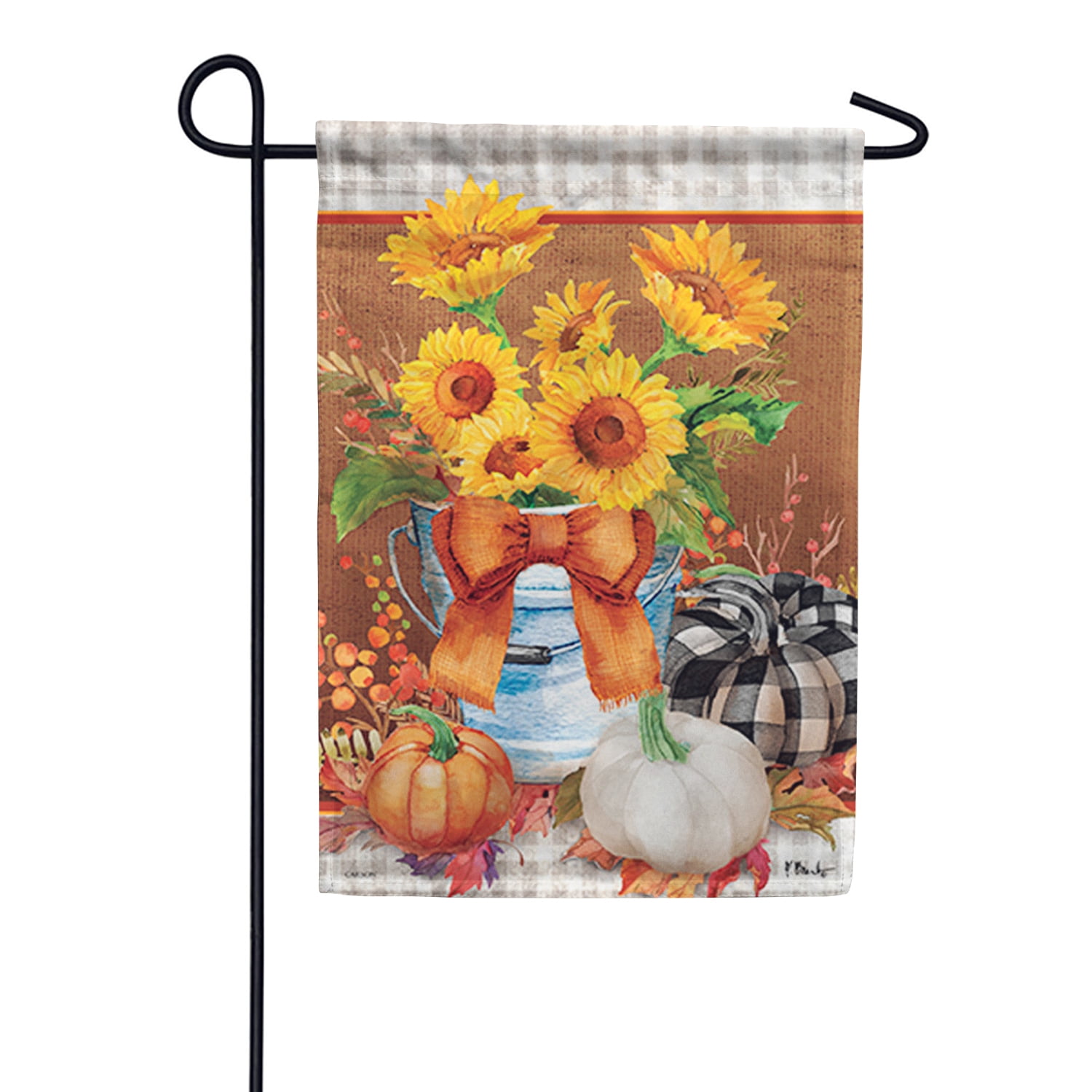Carson Garden Flag - Sunflowers & Gingham, 12.5 x 18 inch Double Sided ...
