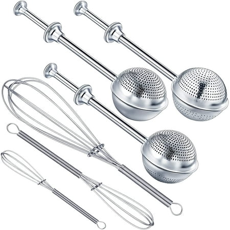6 Pieces Powdered Sugar Shaker Duster and Mini Whisks Stainless Steel ...