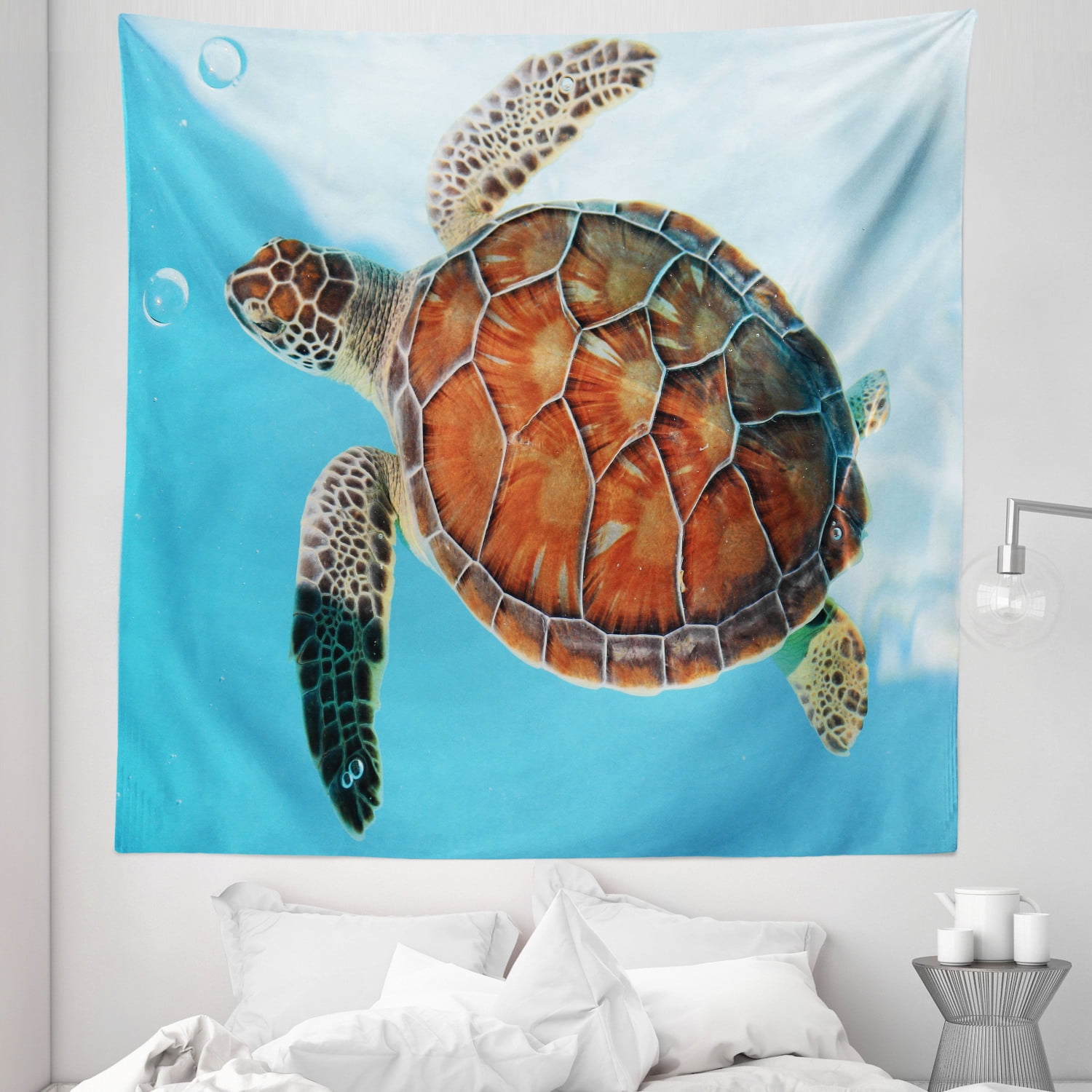 Turtle Tapestry, Endangered Species Sea Animal in Tropic Caribbean ...