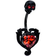 Body Candy Womens 14G 316L Steel Black Piercing Skeleton Hearts Gothic Mens Dangle Belly Button ...