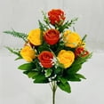 Artificial Cemetery Flowers, 16.9" Memorial Rose Bouquet, UV-Resistant ...