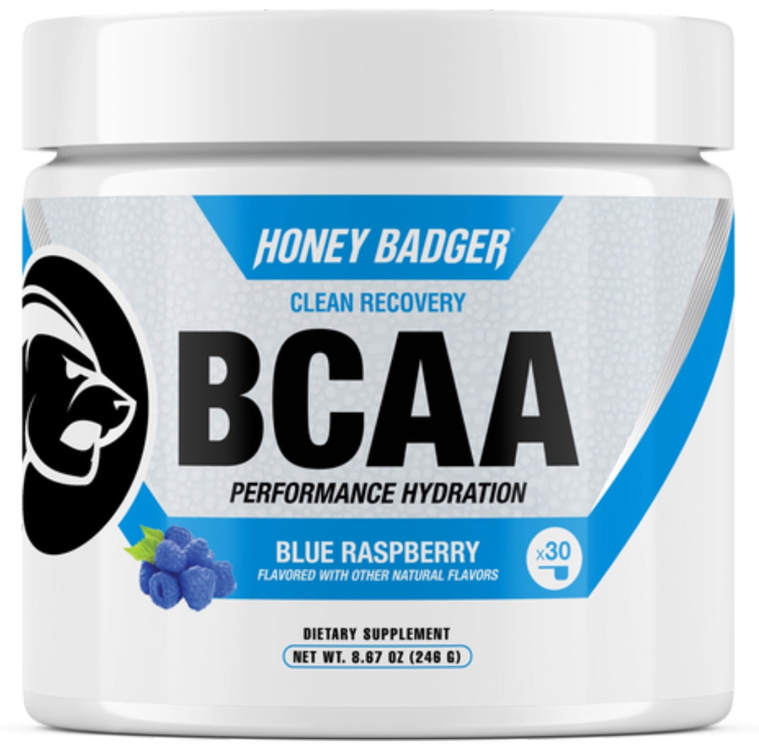 Honey Badger BCAA Amino Acids Powder | Vegan Keto Blue Raspberry BCAAs ...