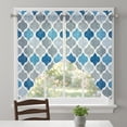 Blue Grey Sheer Curtains Swag Valances for Windows Geometric Morocco ...