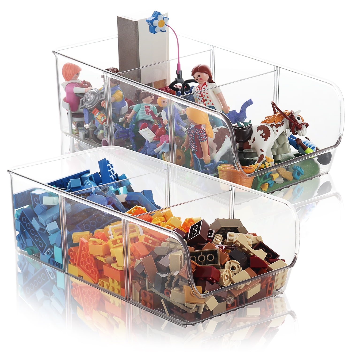 StorageBud Clear Storage Bins , 11X5X3.75" Plastic Containers,2 Pack ...