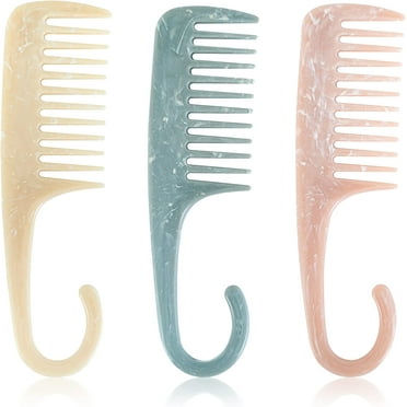 3 Pack Shower Combs w/ Hook Wide Tooth Dry Wet Hair Gently Detangling ...