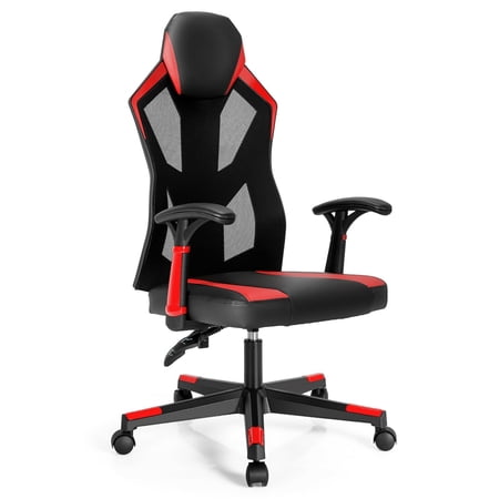 Red Gaming Chair Swivel Computer Office w/ Adjustable Mesh Back ...