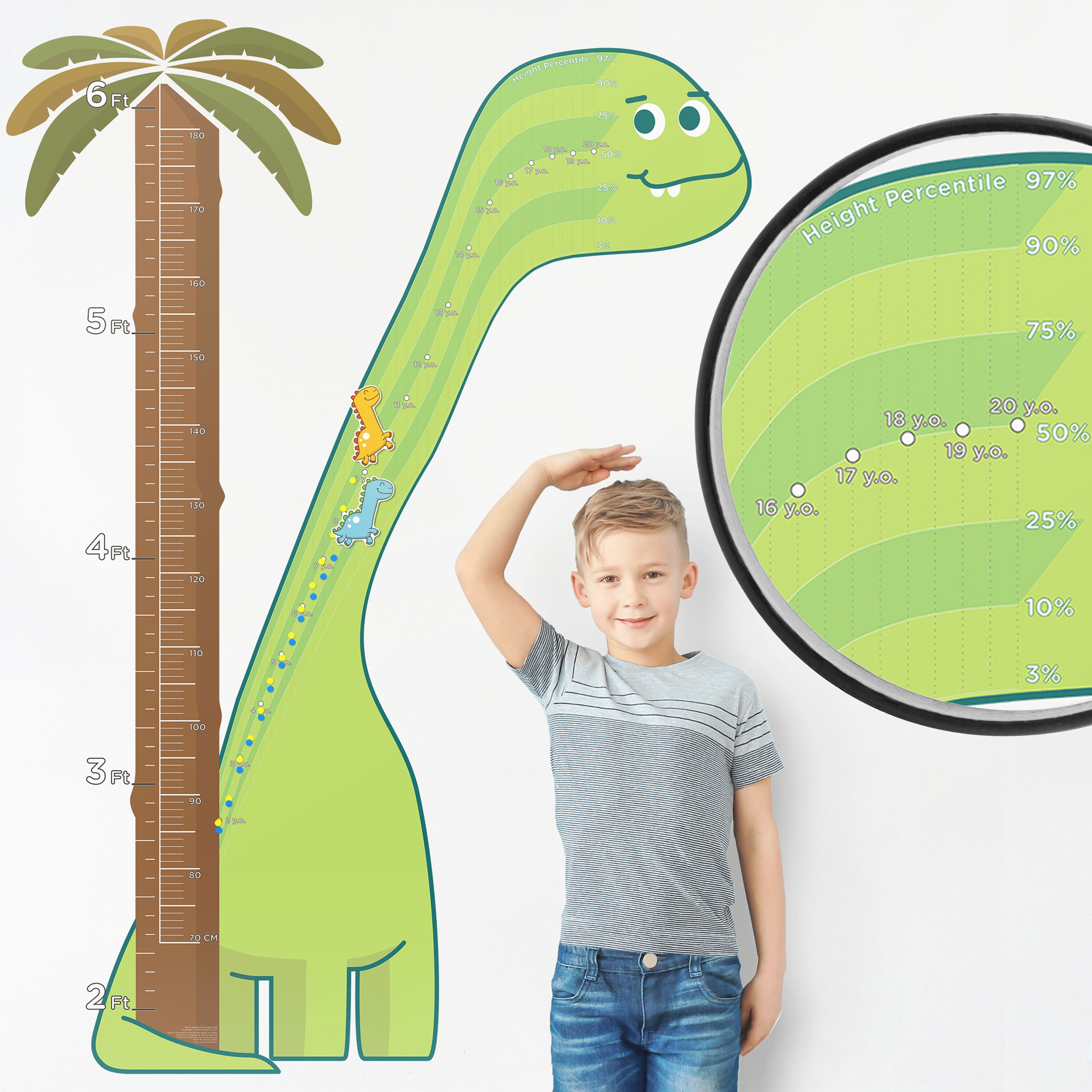 Watch Me Grow - 1:1 Scale Percentile Growth Chart (Dinosaur) - Walmart.com