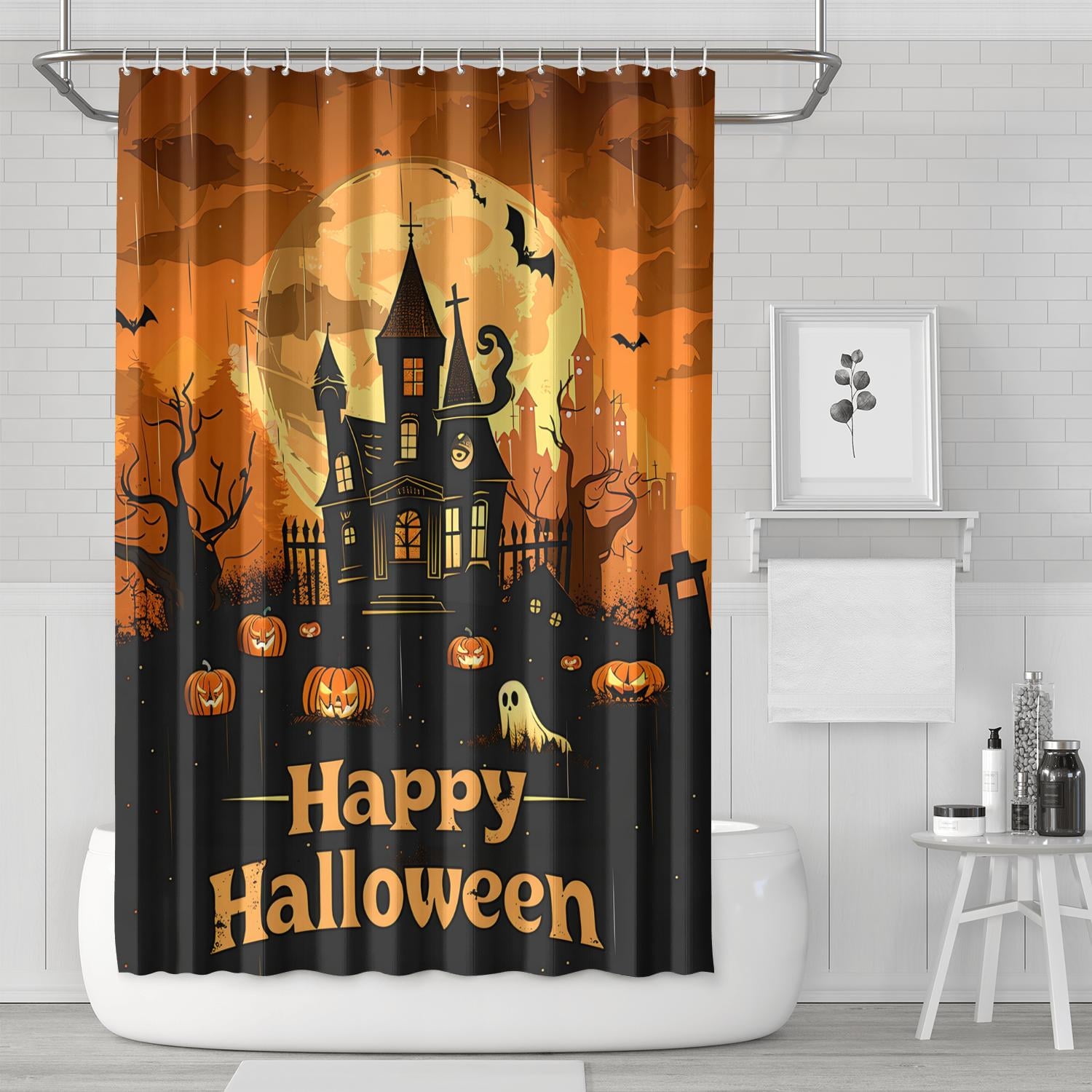 Click here for Xiumei Shower Curtain For Bathroom Happy Halloween... prices