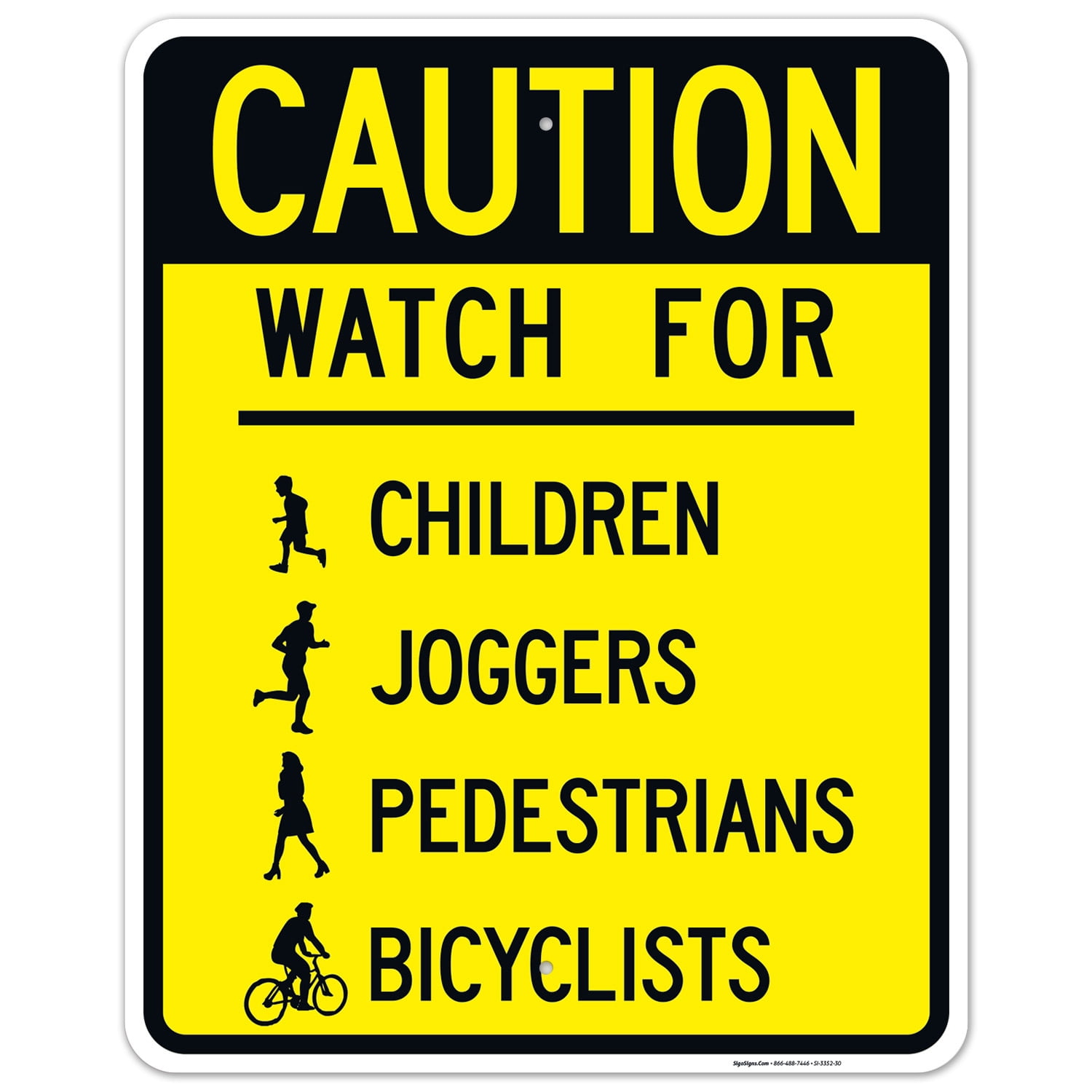 Caution Watch For Children Joggers Pedestrians Bicyclists Sign, Traffic ...