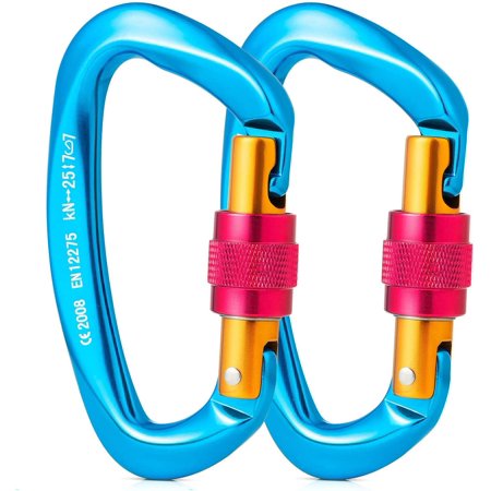 Lepai Twist Lock Carabiner, 2 Self-Locking Aluminum Carabiners, D-shape ...