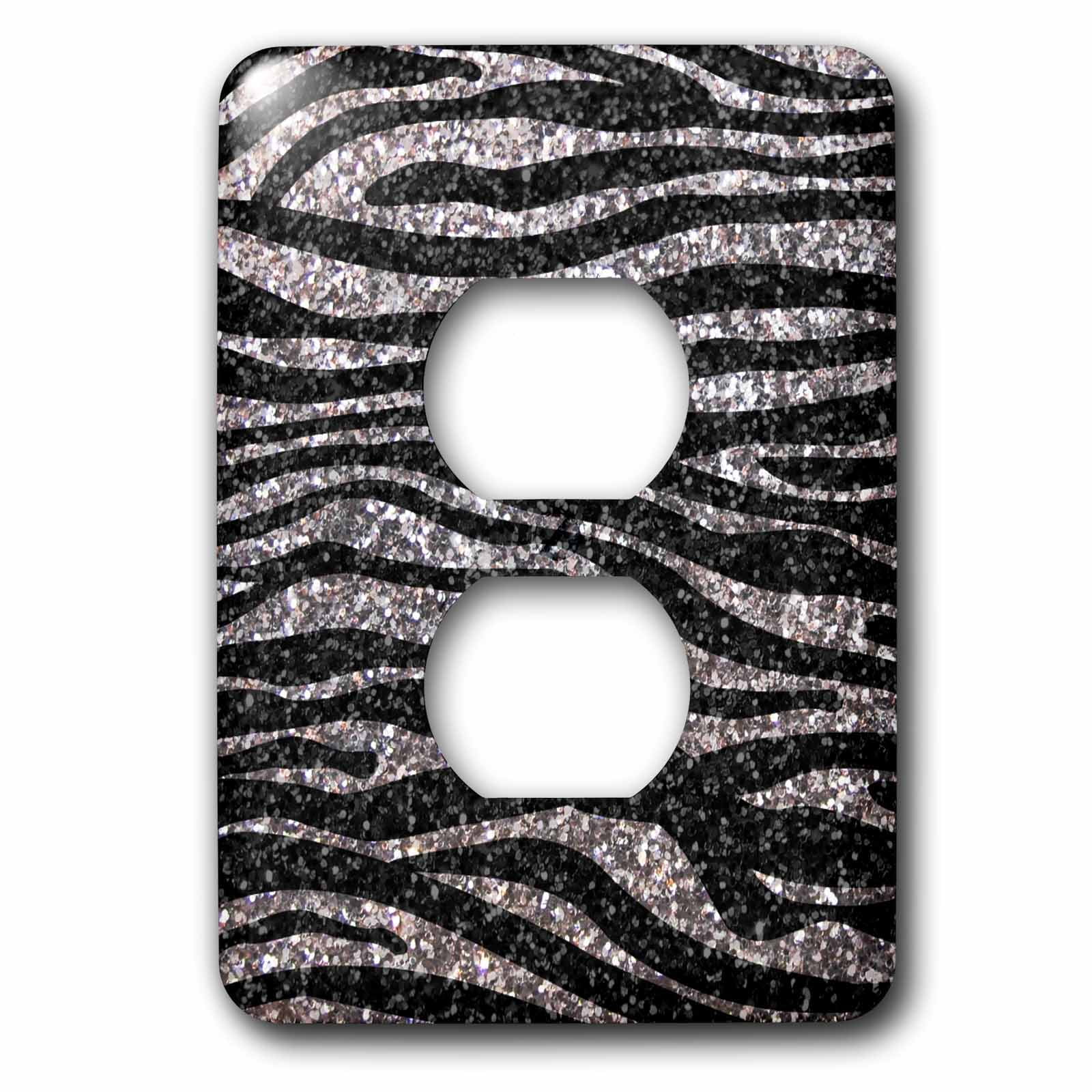 Silver and Black Zebra print Faux bling photo Not Actual Glitter ...