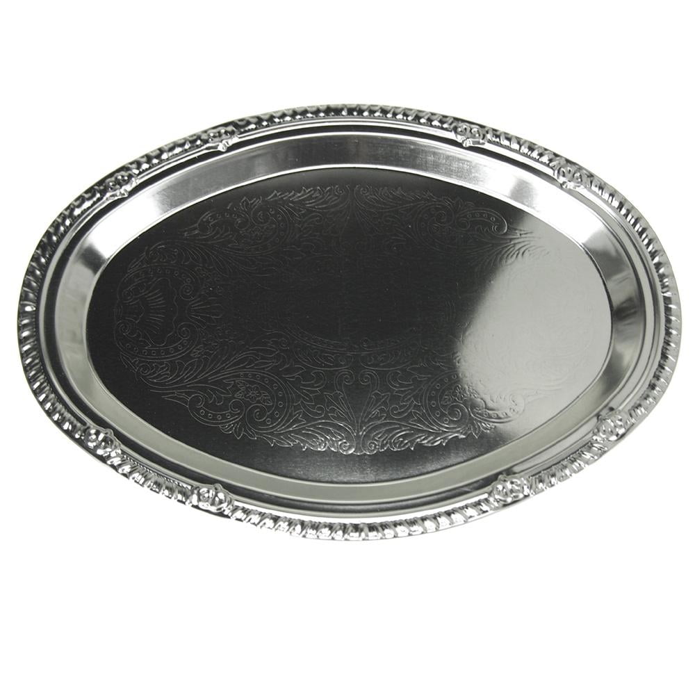Embossed Oval Chrome Serving Plate, 12-Inch - Walmart.com