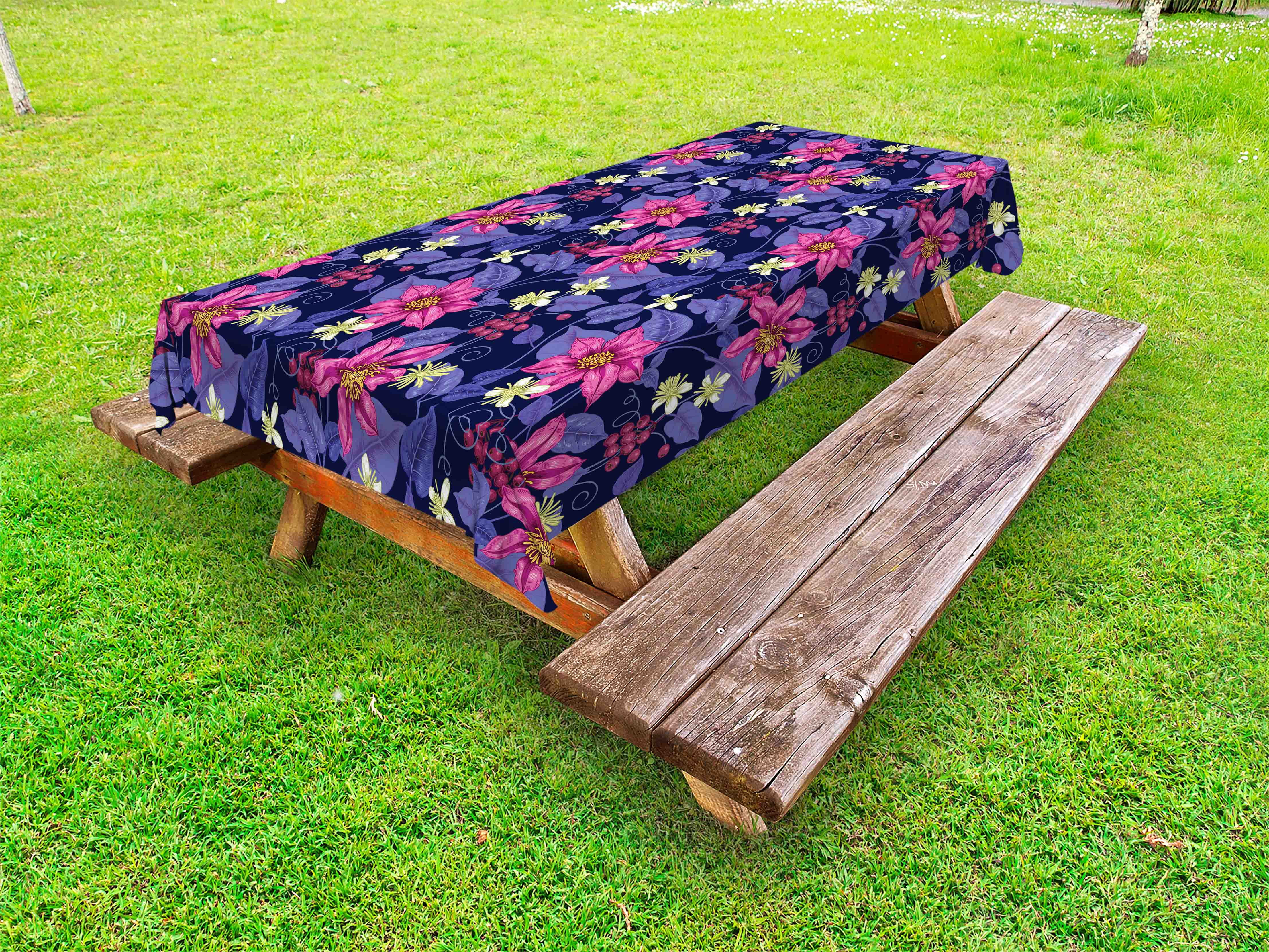 Floral Outdoor Tablecloth, Tropicana Orchids Rainforest Wilderness ...