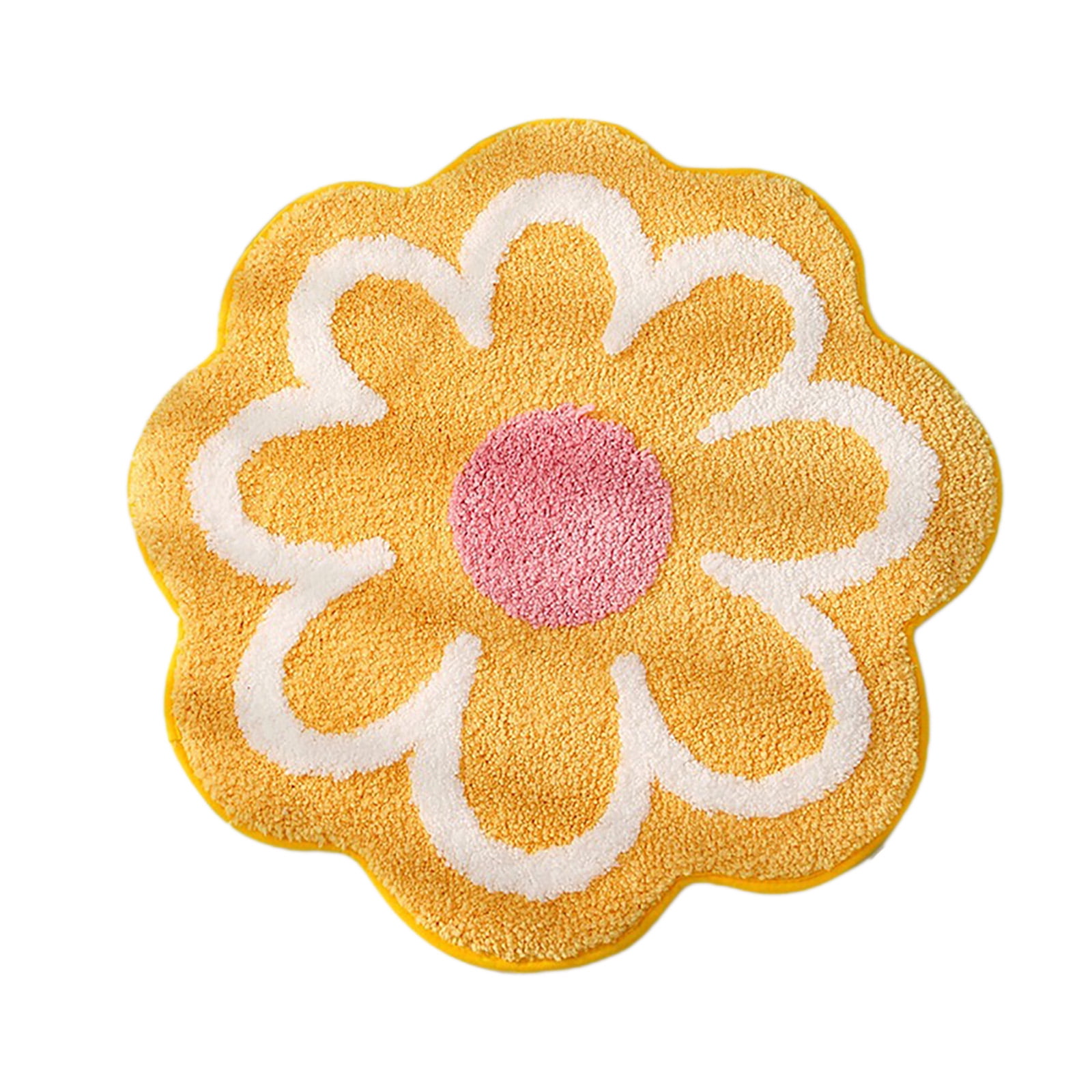 Daisy Bath Door Mat Flower Shaped Washable Bath Rug Non-Slip Absorbent ...
