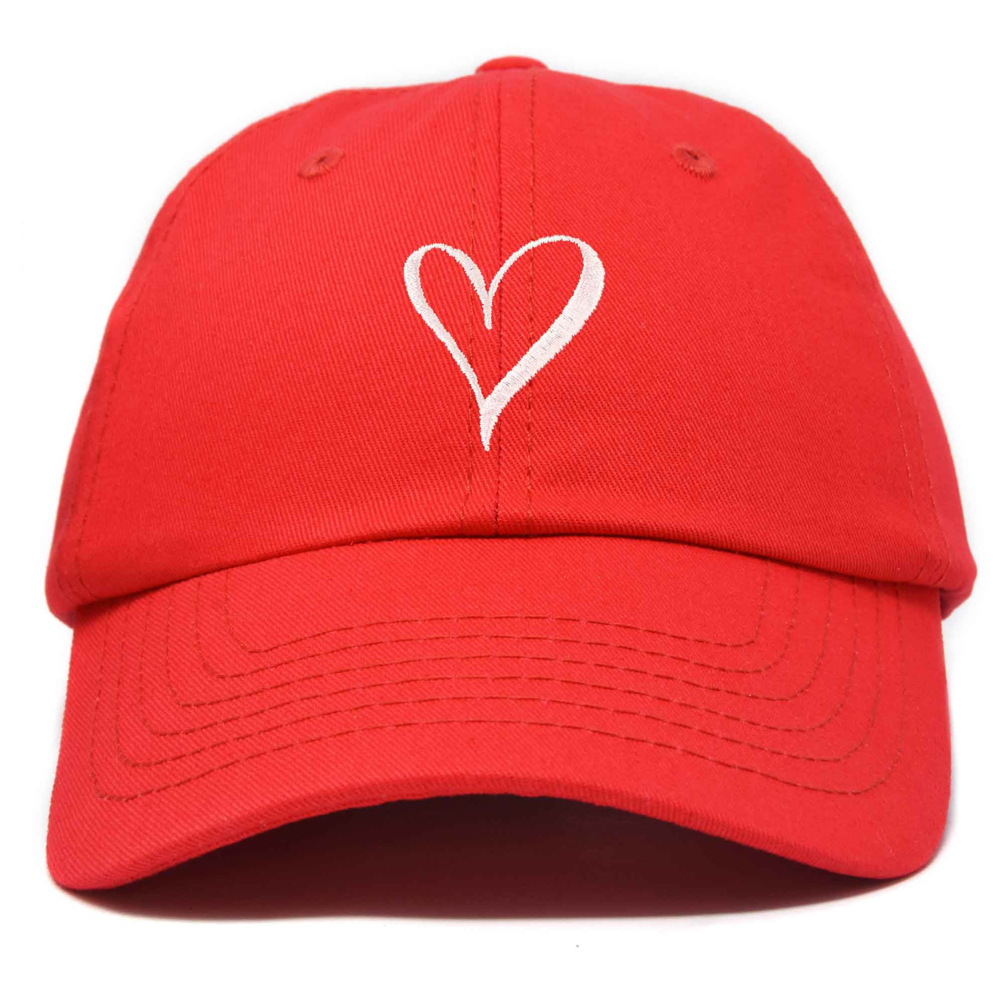 DALIX Hand Drawn Heart Hat Womens Embroidered Baseball Cap in Red ...