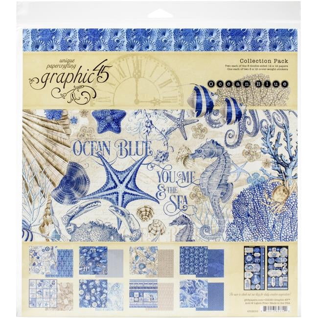 Graphic 45 Ocean Blue Collection Pack 12x12 - Walmart.com