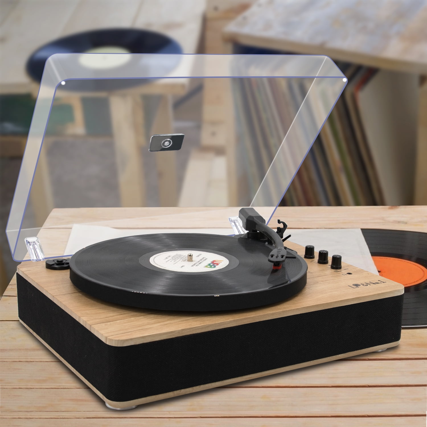 Buy LP&NO.1 Bluetooth Vinyl Record Player 3-Speed Belt-Drive Turntable ...