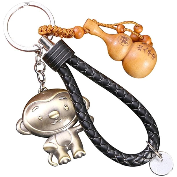 HTAIGUO Keychain Chinese Zodiac Animal Year Symbol Peach Wood Alloy Key ...