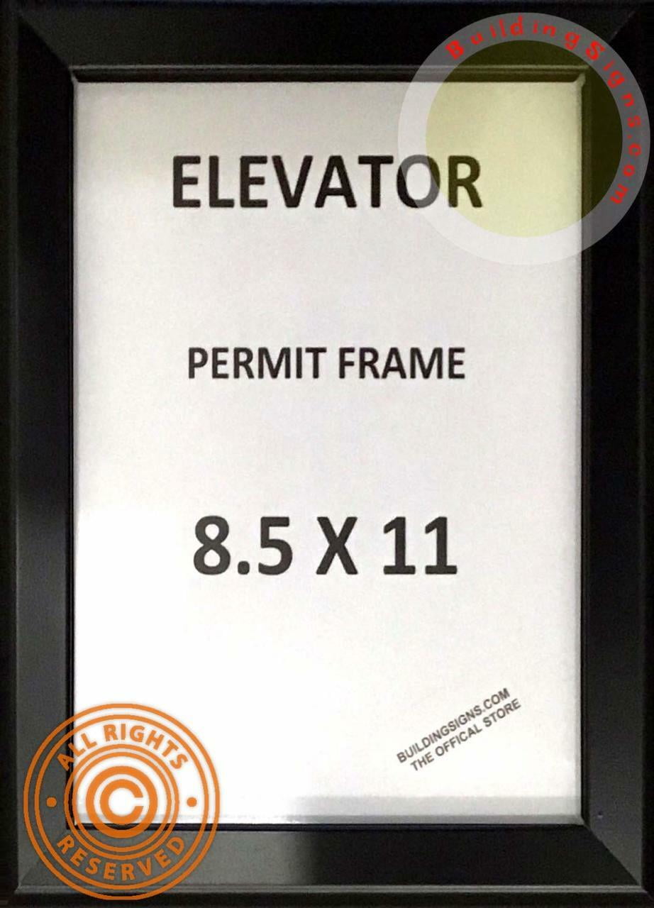 Elevator Permit Frame 8.5x11 (Black, Heavy Duty - Aluminum) (ref-2201 ...