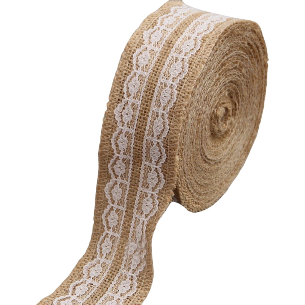 1PC/Roll Natural Jute Burlap Ribbon for Crafts DIY Ribbon Lace Material ...
