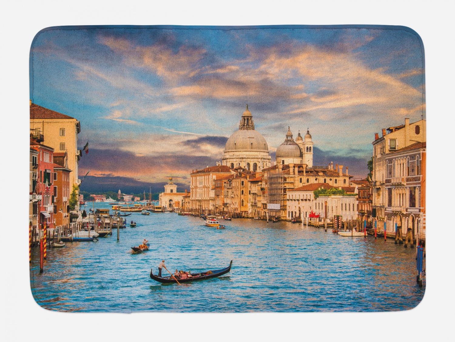 Venice Bath Mat, Gondola on Famous Canal Grande with Basilica di Santa ...