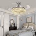 FINE MAKER 42" Dimmable Fandelier Crystal Ceiling Fans with Lights and ...