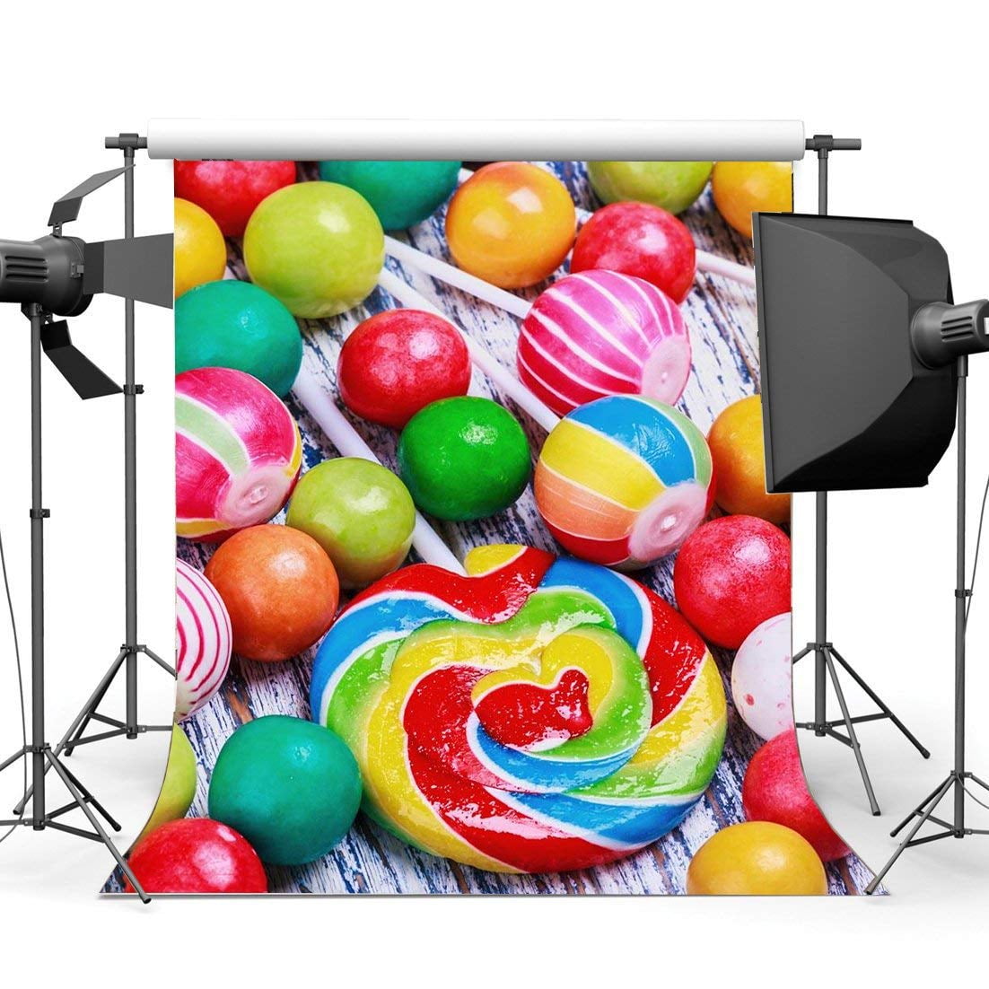 ABPHOTO Polyester 5x7ft Candy Lollipops Backdrop Sweet Baby Shower ...