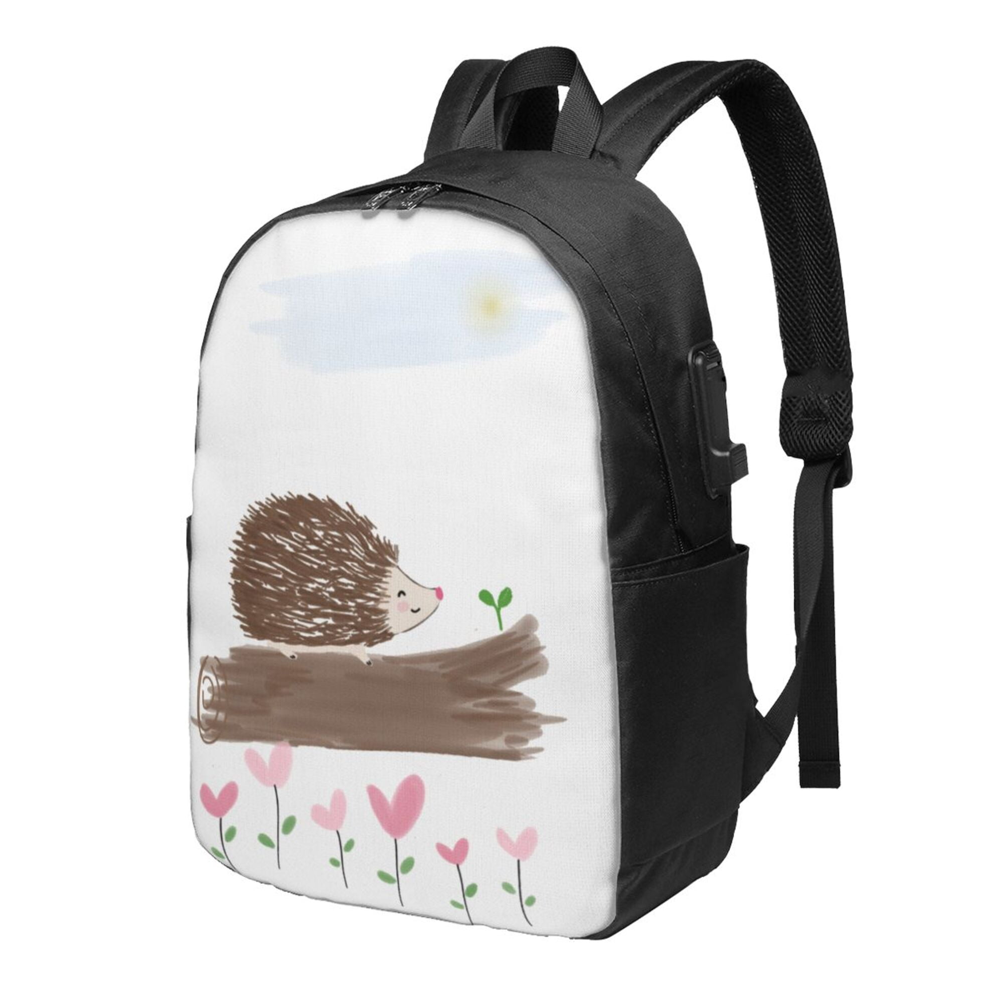 YFYANG 17" Laptop Backpack, Hedgehog Flower Doodle Fashion Travel Work ...