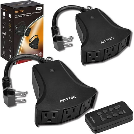 [2 Pack] LZMY Remote Control Outdoor Outlet Switch with 6-Inch Heavy ...