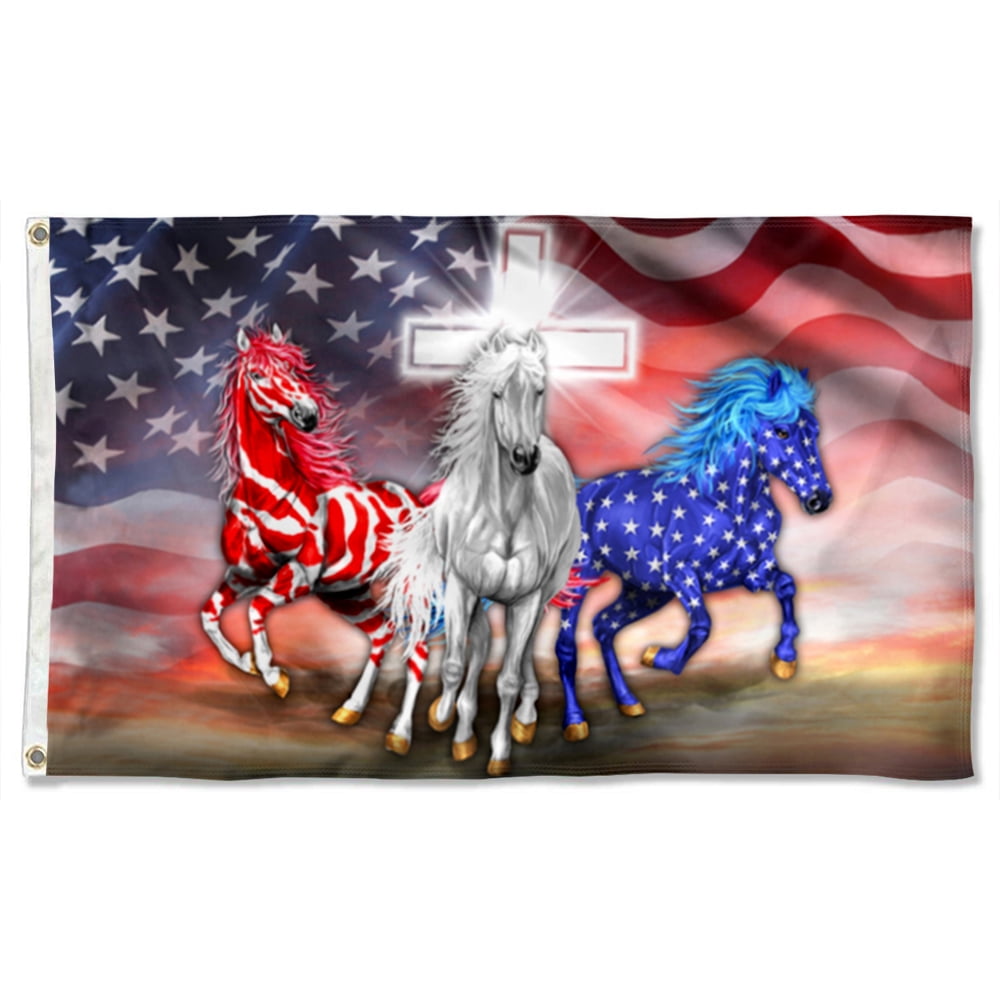 Cayyon Horse American Grommet Flag Patriotic Horse Flag 3x5Feet Banner ...