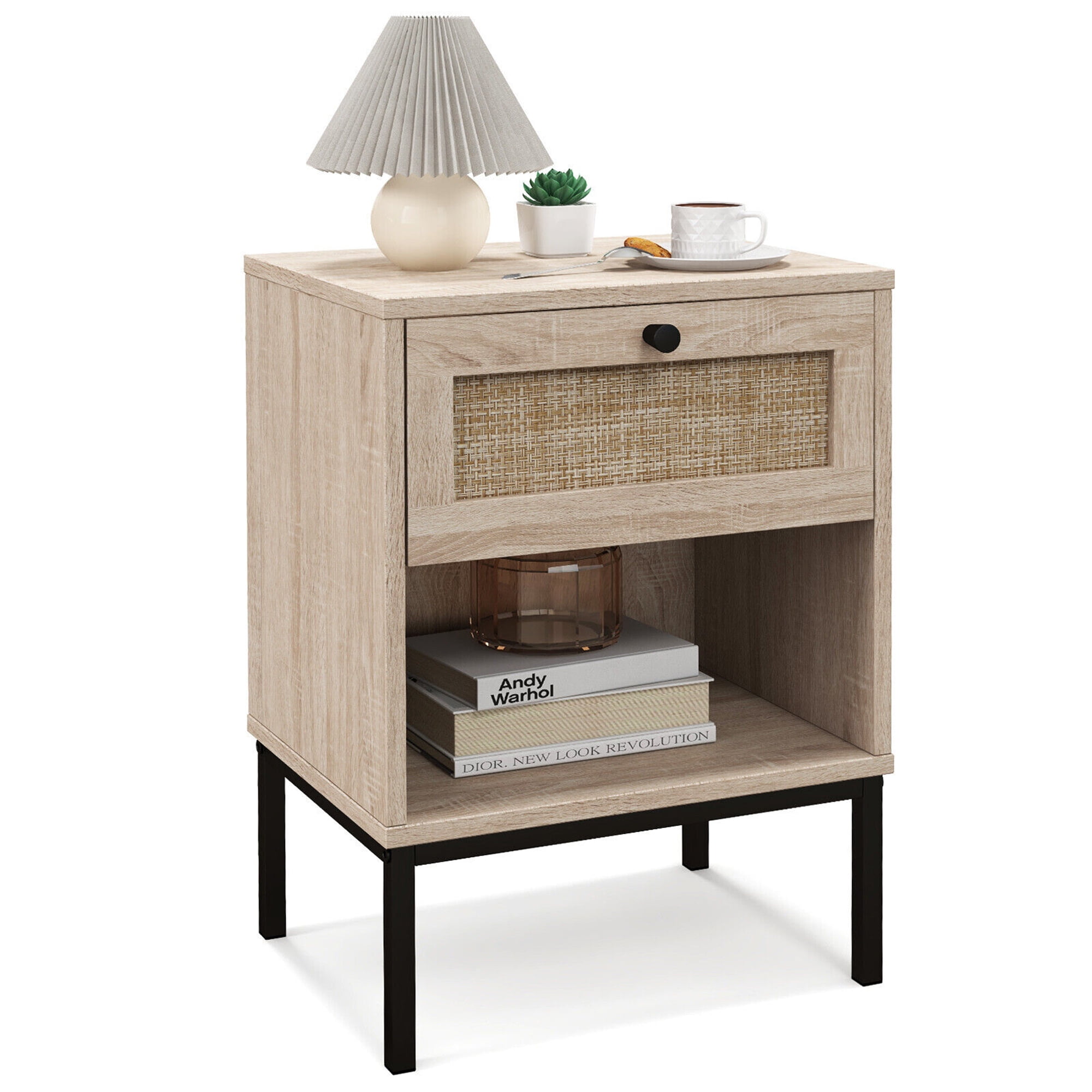 Click here for Gymax Rattan Nightstand Boho End Table With Drawer... prices