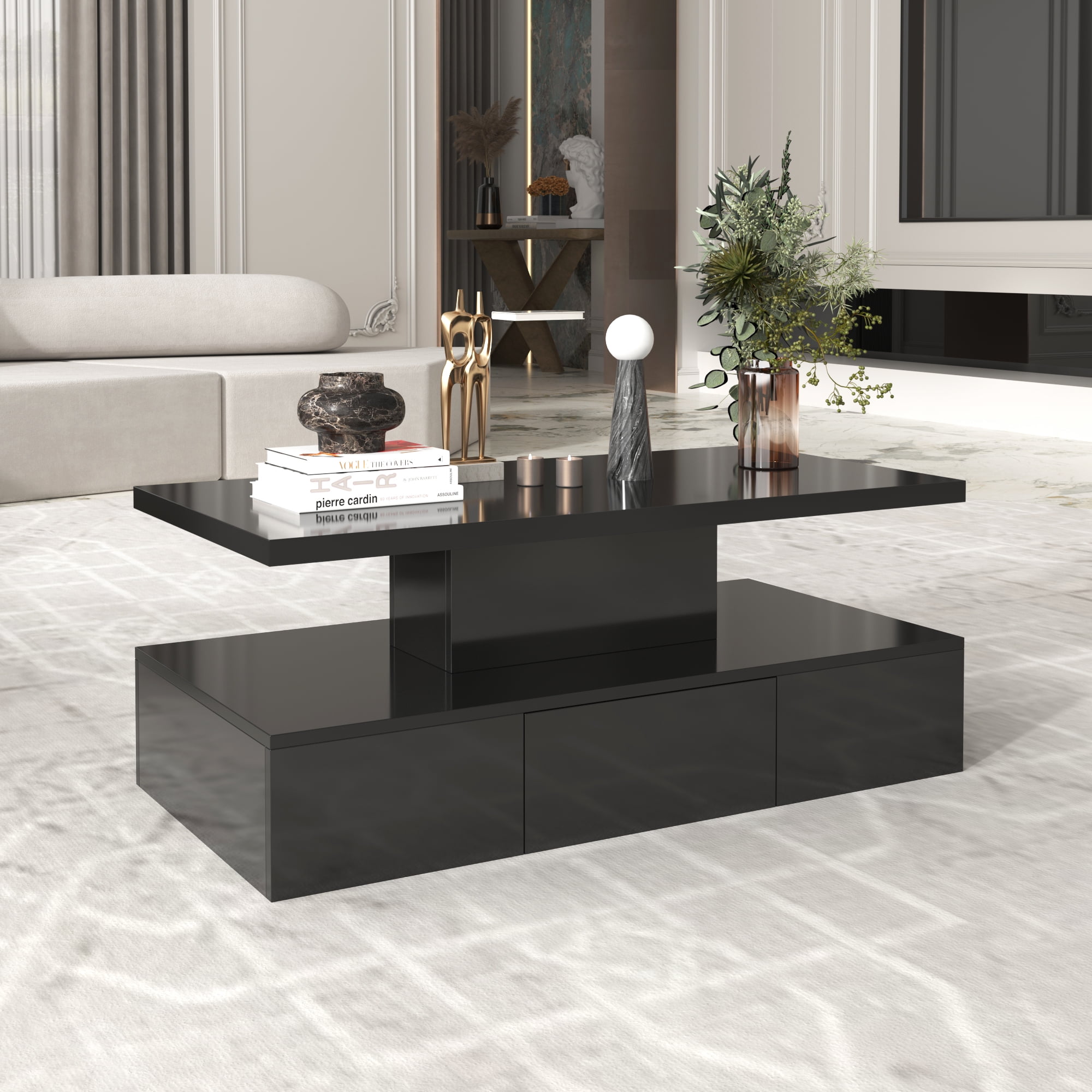 Click here for Unbranded Modern High-Gloss Black Coffee Table - S... prices
