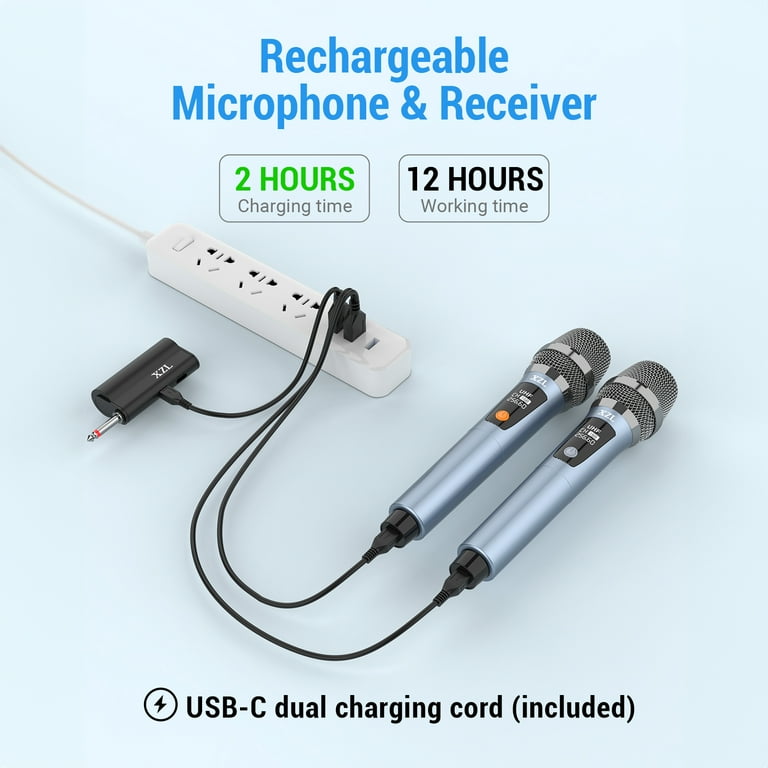 Bluetooth Wireless Microphone, UHF Dual Handheld Bluetooth Wireless Microphone, UHF Dual Handheld