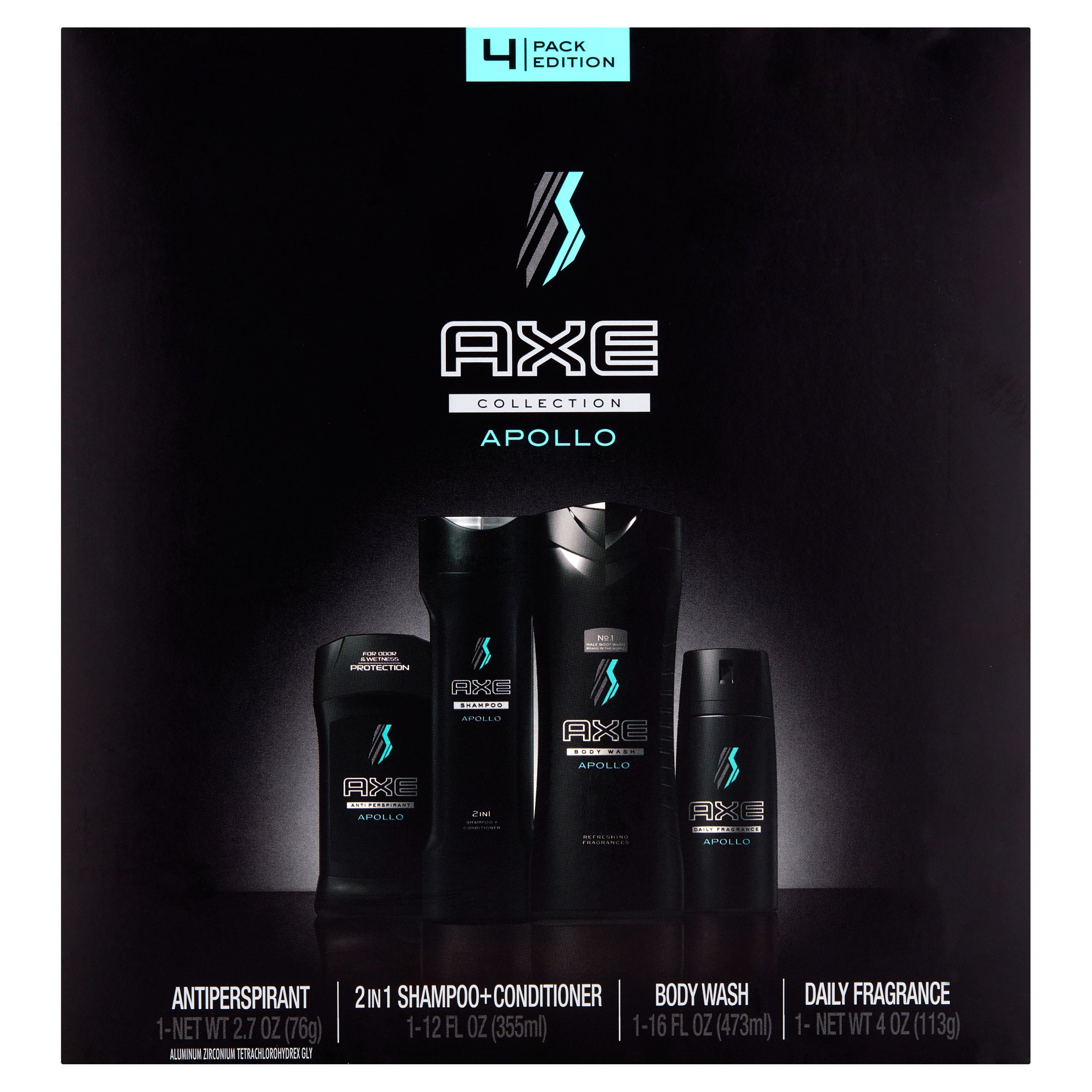Axe Collection Apollo 4 Pack Edition Set for Men – Walmart Inventory ...
