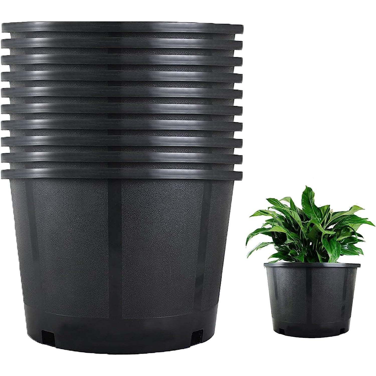 Plant Pots Flower Pot 10-Pack 5 Gallon Short Planter Nursery Pot Garden ...
