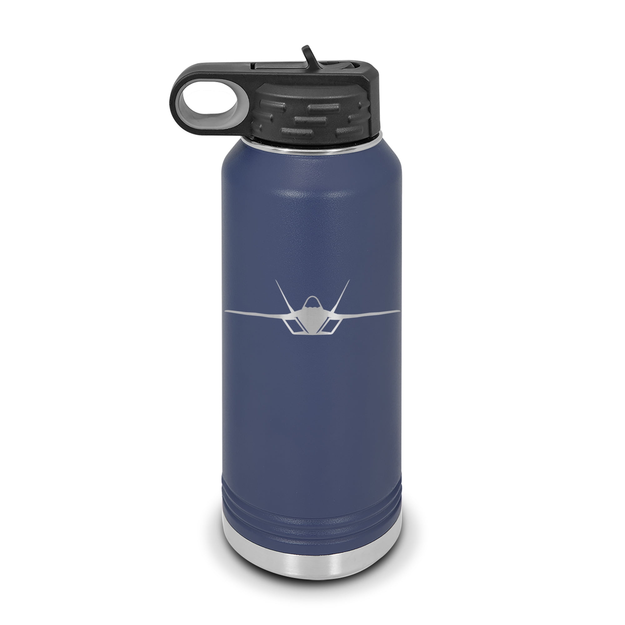 F-22 Raptor Water Bottle 32 oz - Laser Engraved w/ Flip Top Removable Straw - Stainless Steel ...