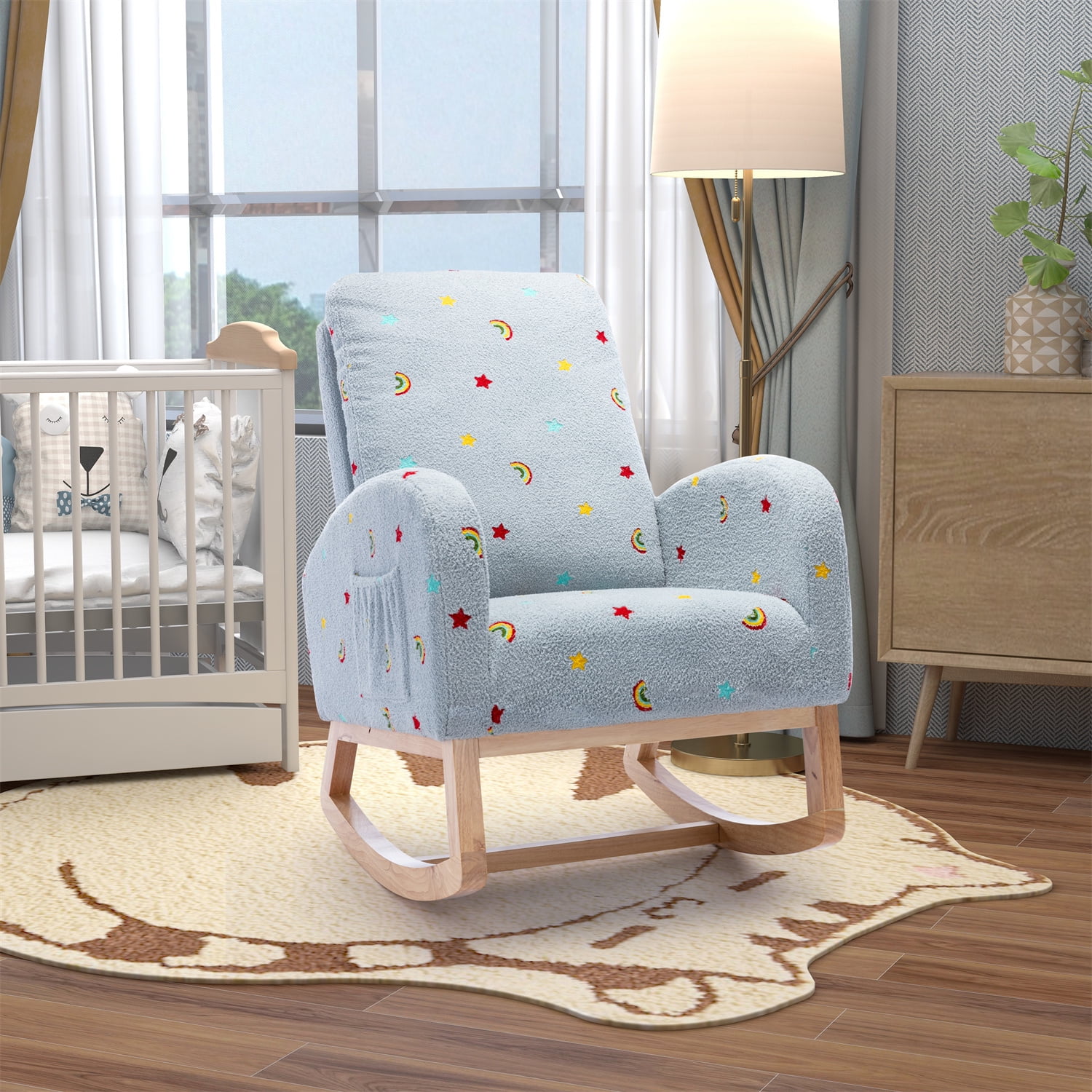26.8"W Rocking Chair Modern Upholstered Rocking Chair Nursery Mid ...