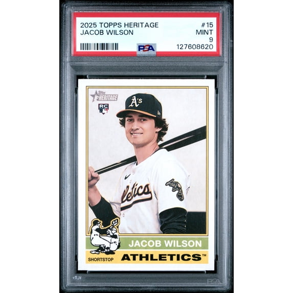 2025 Topps Heritage Jacob Wilson Rookie #15 PSA 9 MINT A's - Walmart.com