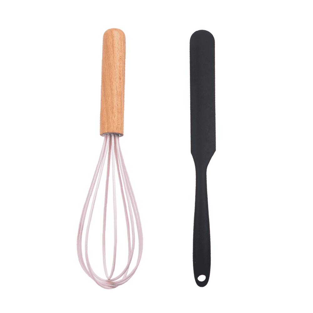 2 Piece Mini Kitchen Utensil Set- Silicone Kitchen Tools with wood ...