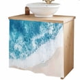 Blue Waves Seaside Cabinet Curtains 35"W x 35"L, Coastal Nautical ...