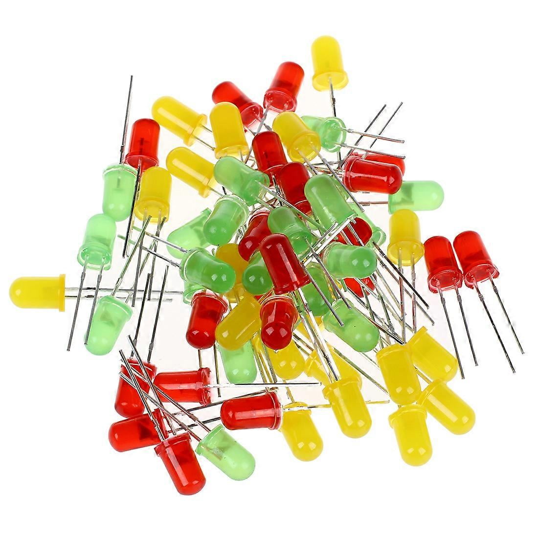 60 Pcs 5mm Dia Round Assorted Colors LED Light Emitting Diodes Lamp DC ...