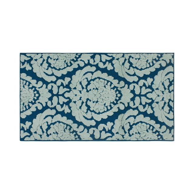 Jean Pierre Dominique 30 x 50 in. Loop Accent Rug, Peacock Blue/Mineral ...