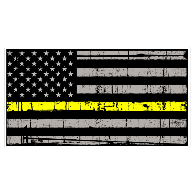 American Flag (E55) Thin Yellow Line Dispatch Vinyl Decal Sticker ...
