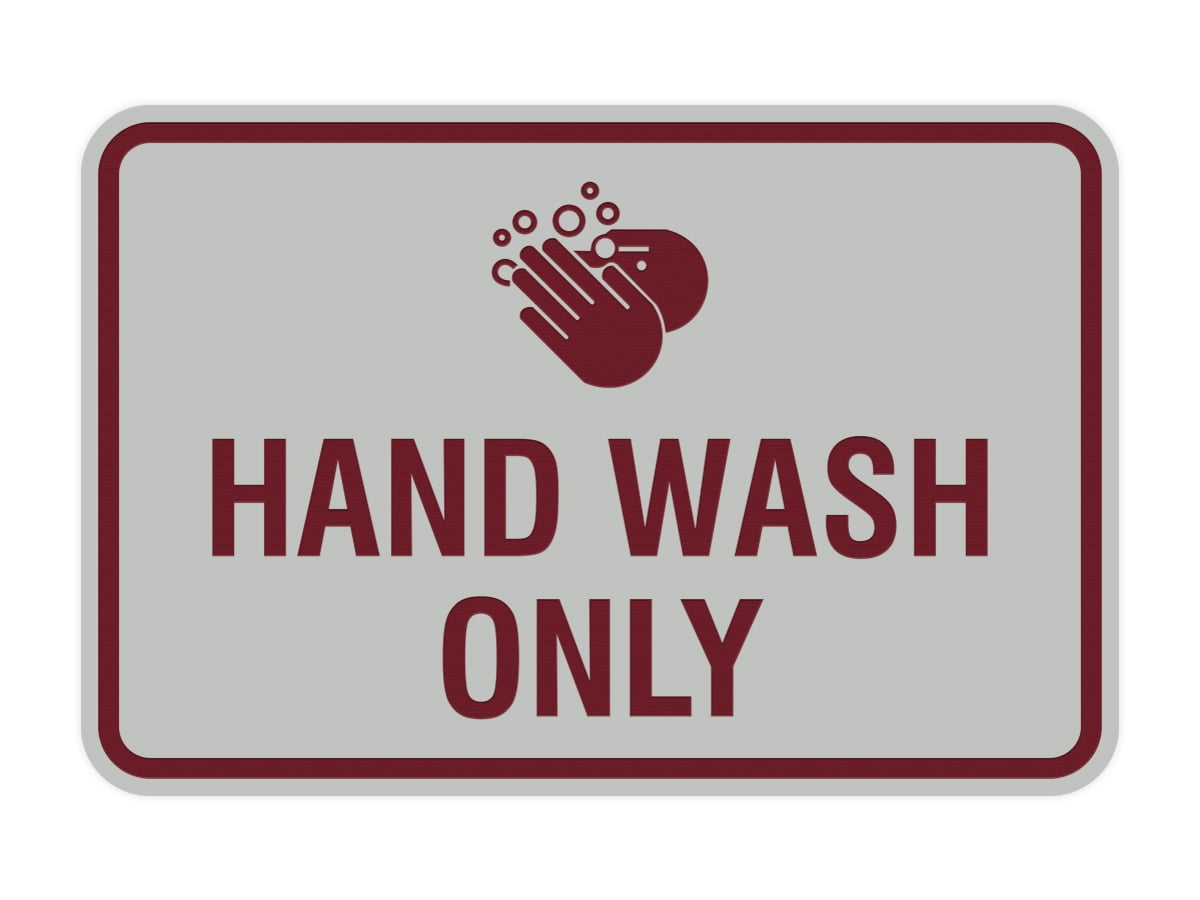 Classic Framed Hand Wash Only Sign (Light Grey / Burgundy) - Small ...
