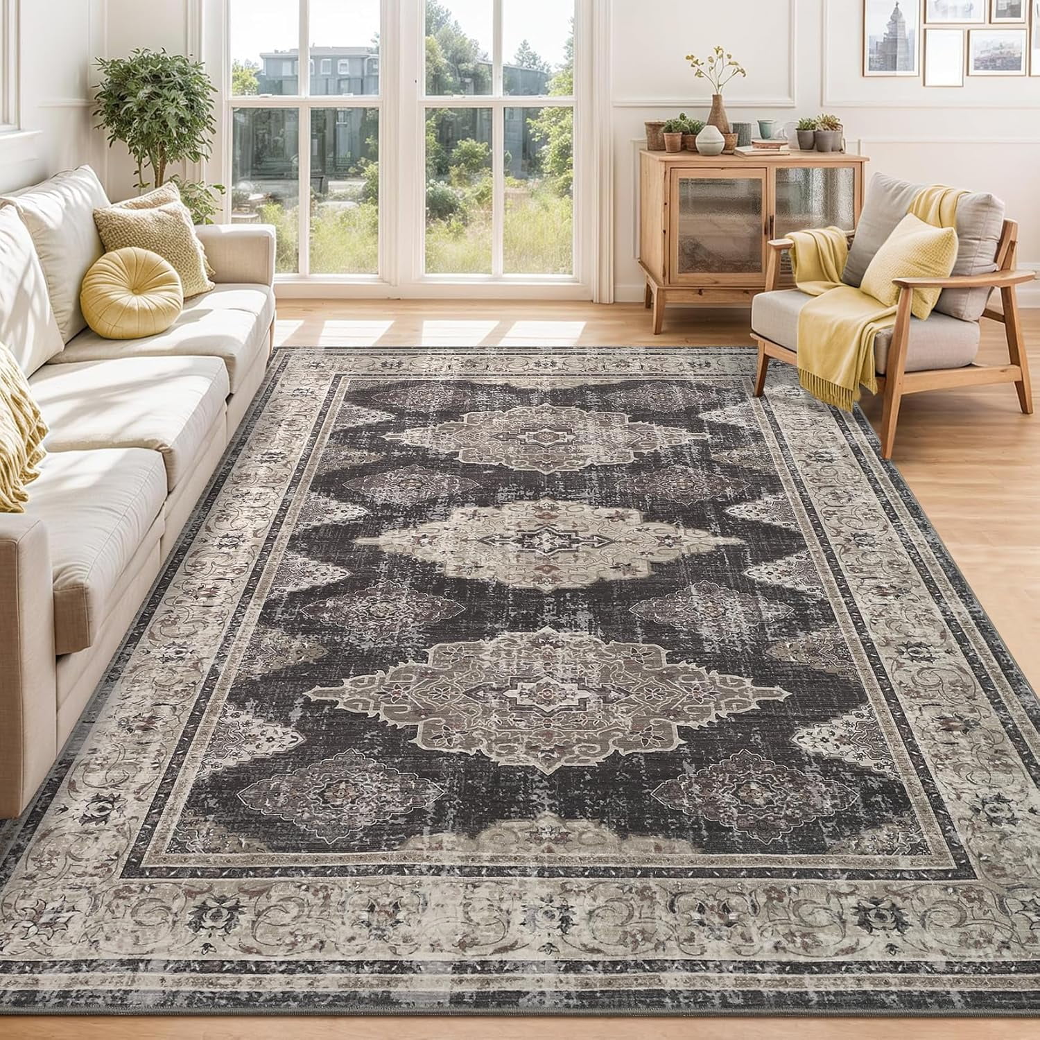 Click here for Siabc-Area Rug 5x7 Washable  Soft Vintage Large Be... prices