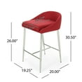 Set of 2 Red and Silver Contemporary Counter Stools 29.5" - Walmart.com