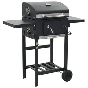 vidaXL Charcoal-Fueled BBQ Grill with Bottom Shelf Black - Walmart.com