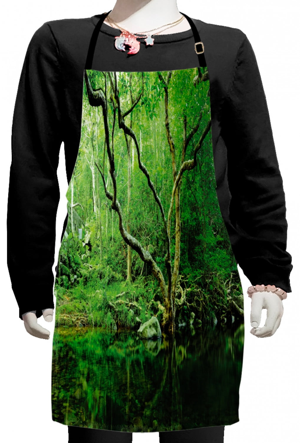 Green Kids Apron, Forest Moss Leaves Nature Themed Isolated Jungle ...